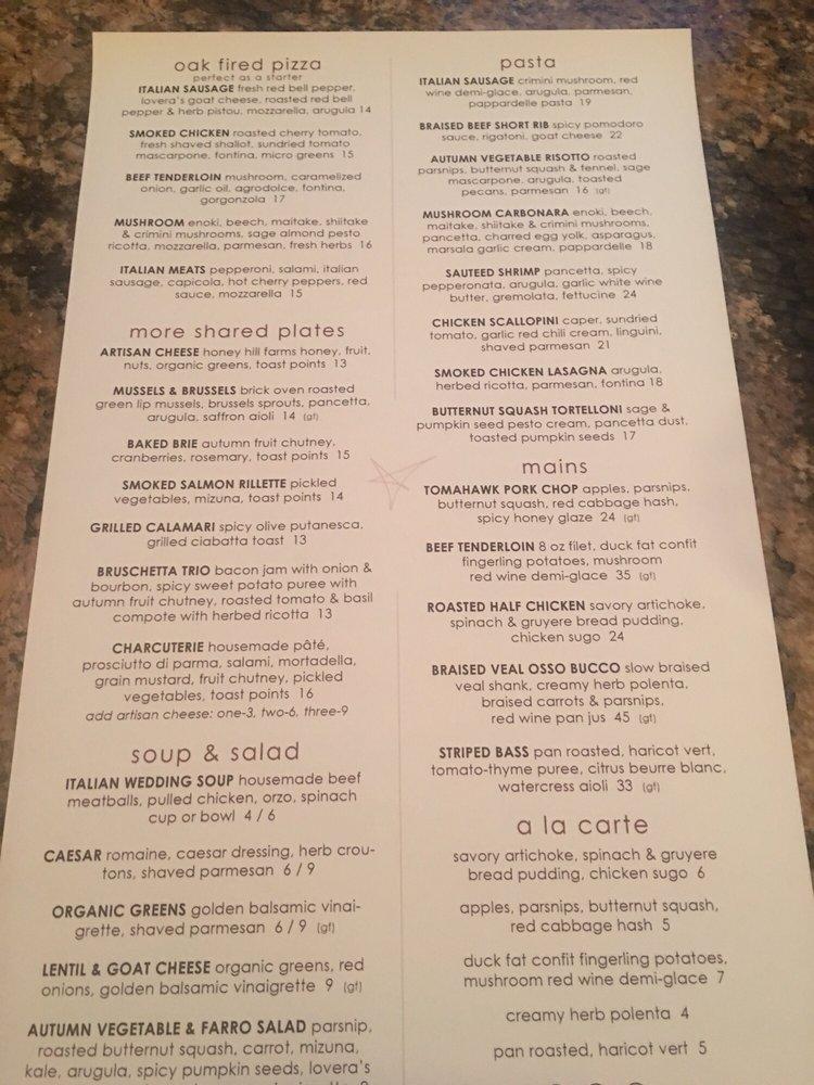 Menu at Stella Modern Italian Cuisine pub & bar, Oklahoma City