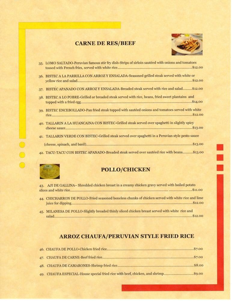 Menu at Super Pollo restaurant, Brick