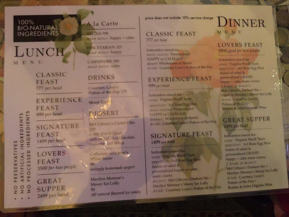 Menu at Van Gogh is Bipolar restaurant, Quezon City