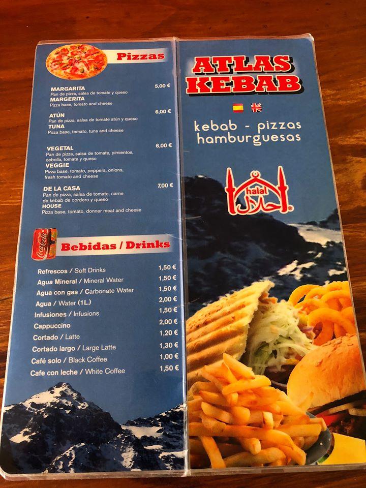 Menu at Atlas Kebab, Costa Teguise
