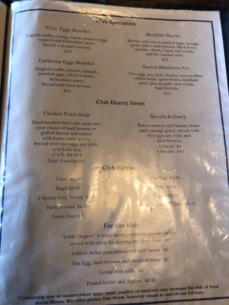 Menu at The Club Tavern & Grill, Bozeman, N 7th Ave