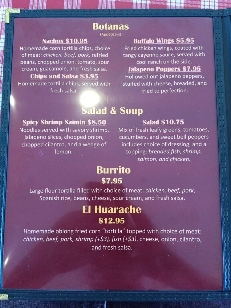 Menu at Manny's Kitchen restaurant, Captain Cook