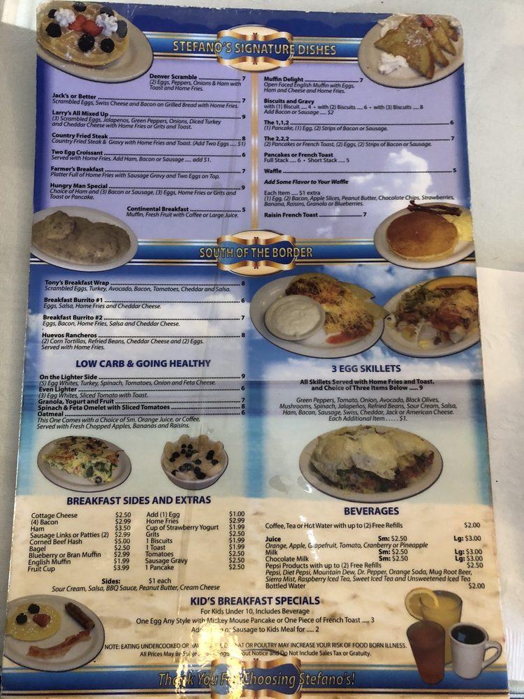 Menu at Stefano's Family Restaurant, Englewood
