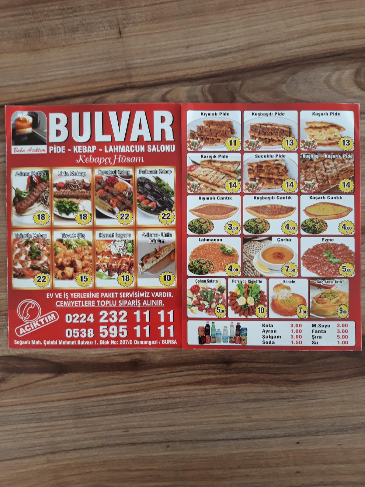 Menu at BULVAR PİDE BURSA SOĞANLI, Turkey