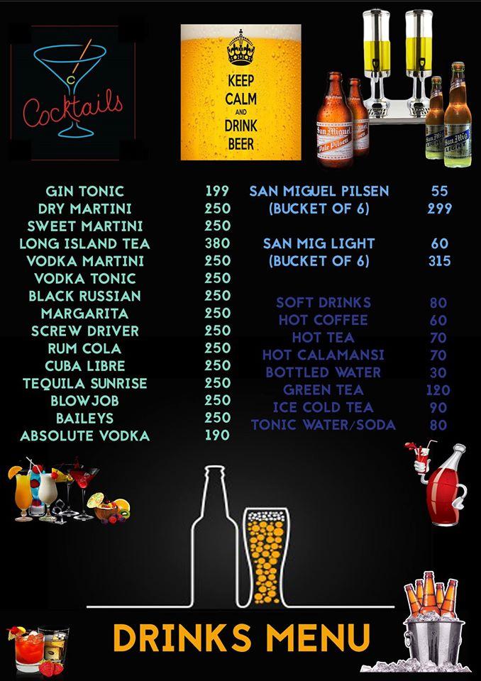 Menu at Estudio De Sunido - Soundstage pub & bar, Manila