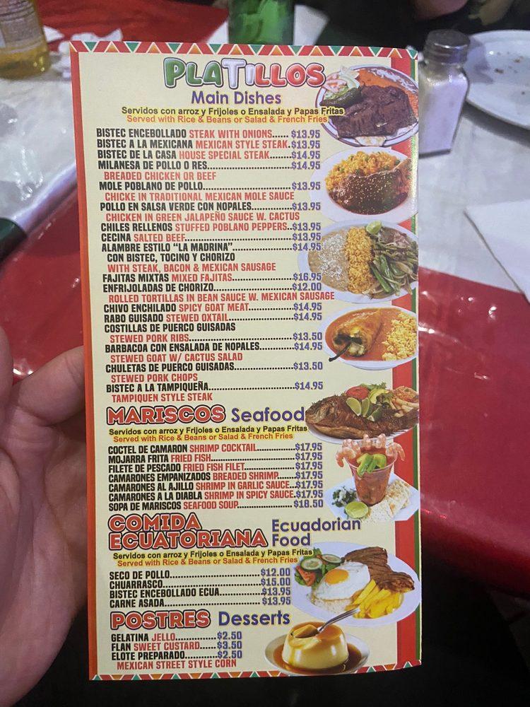 Menu at La Madrina restaurant, Mount Vernon