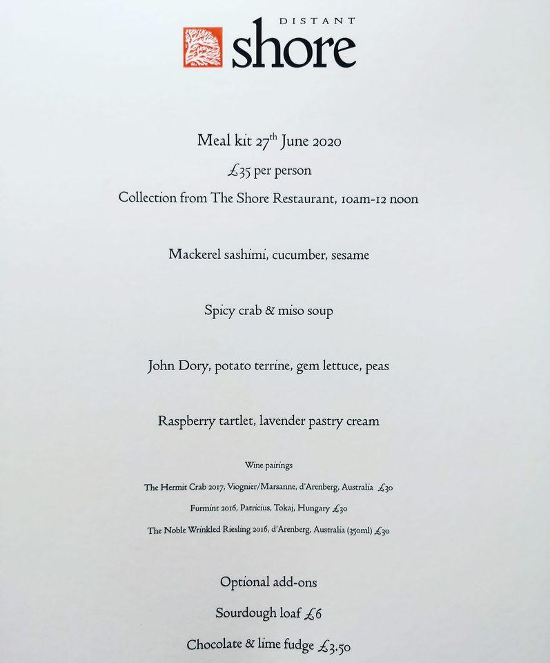 Menu at The Shore Restaurant, Penzance
