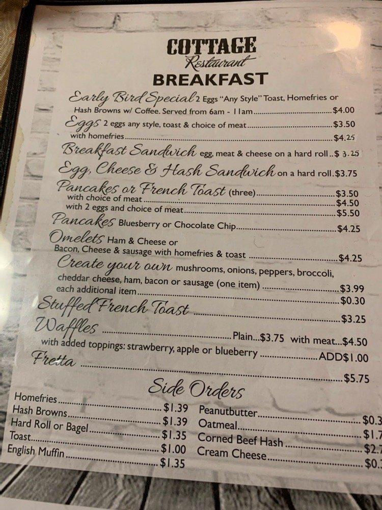 Menu at Cottage Restaurant, Baldwinsville