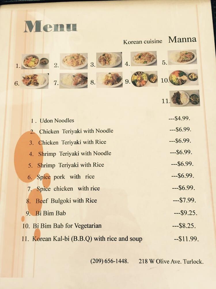 Menu at Korean Cuisine Manna restaurant, Turlock