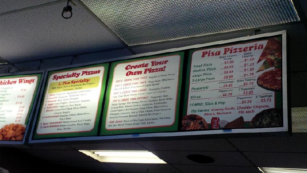 Menu at Pisa Pizzeria, Kitchener, Courtland Ave E #7