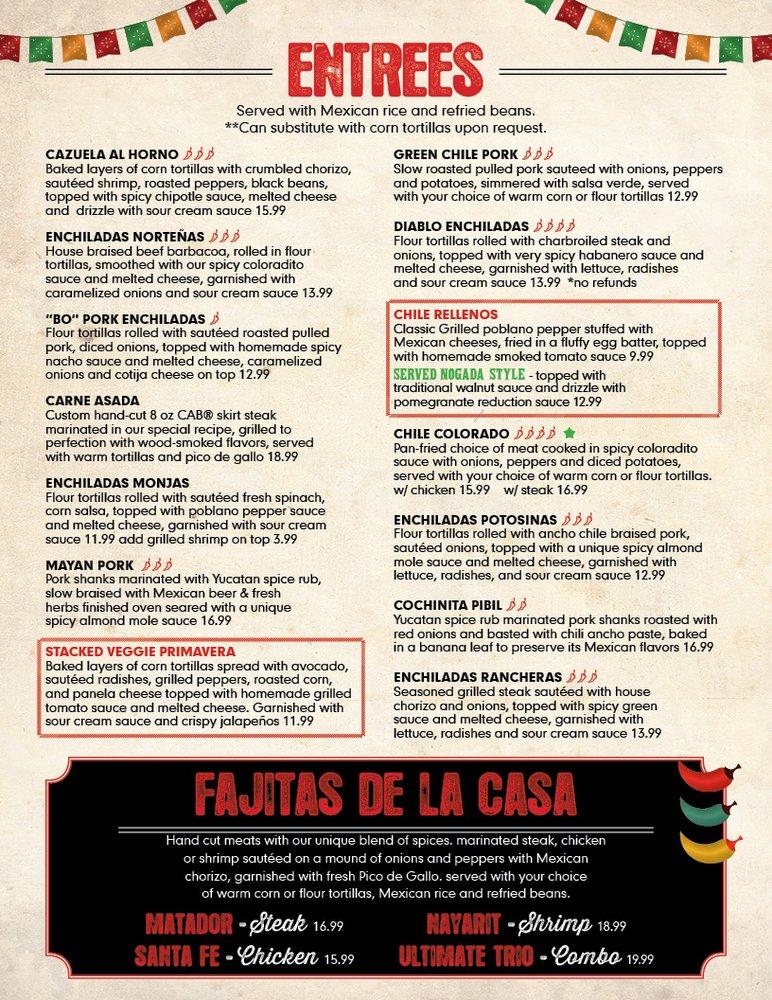 Menu at Rivera's Mexican Food restaurant, Omaha