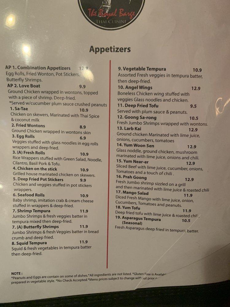 Menu at Royal Barge Thai Cuisine, Grants Pass, 120 SW H St