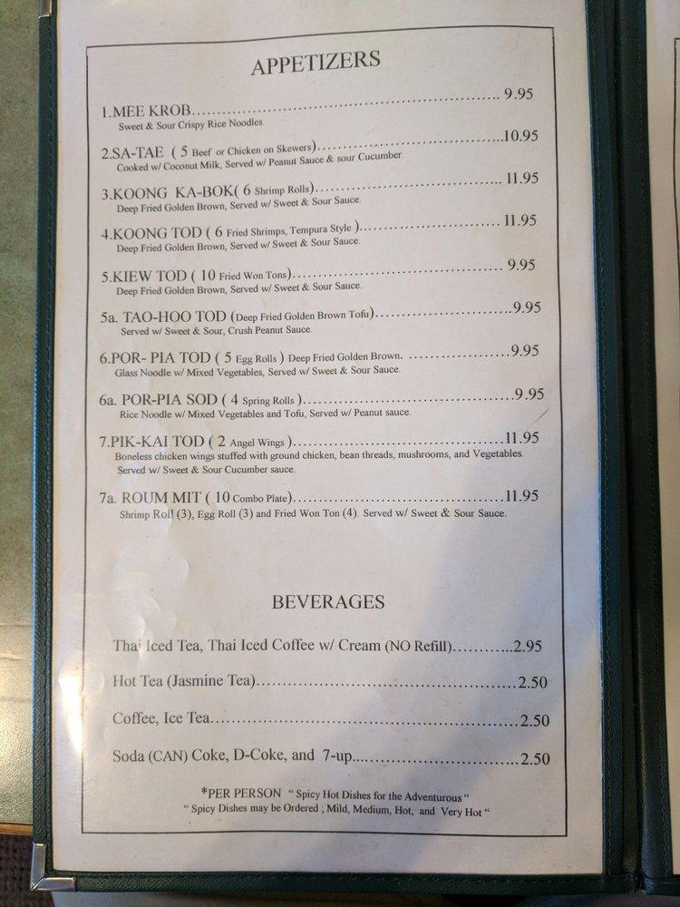 Menu at Thai House Cafe, Prescott
