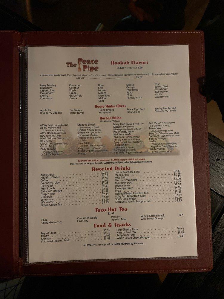 Menu at The Peace Pipe pub & bar, Charlotte