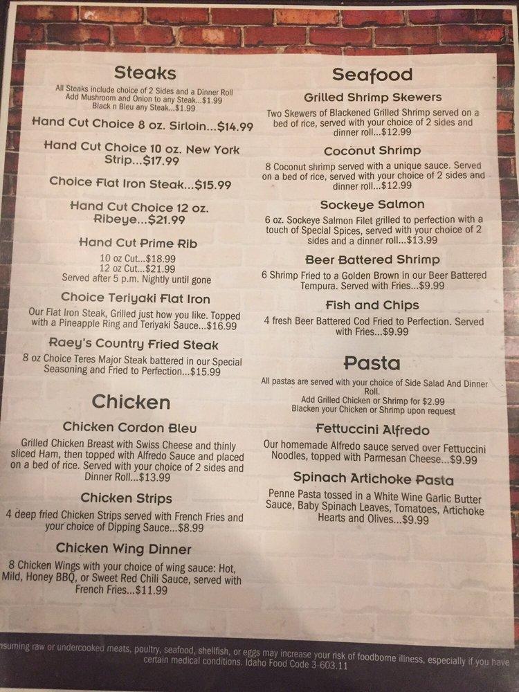 Menu at Tommy Vaughn's Grill steakhouse, Blackfoot