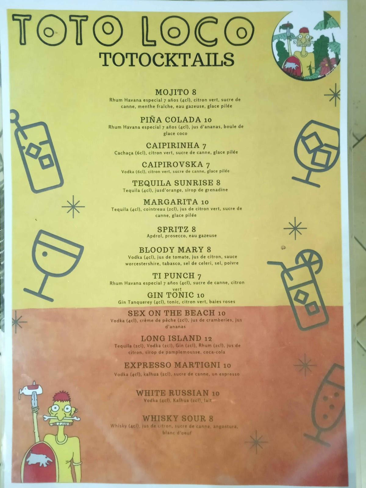 Menu au Le Toto Loco restaurant, Vallon-Pont-d'Arc