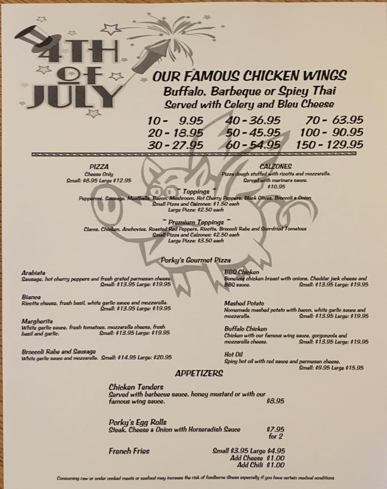 Menu at Porky's Cafe, Shelton