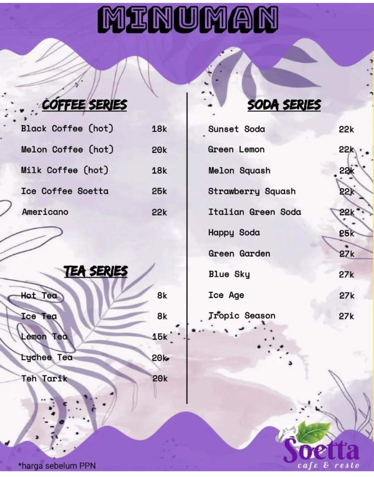 Menu at Soetta Cafe Resto, Balikpapan