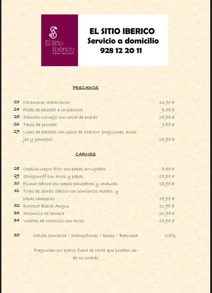 Menu at RESTAURANTE El Sitio Ibérico, Vecindario, C. Domingo Doreste