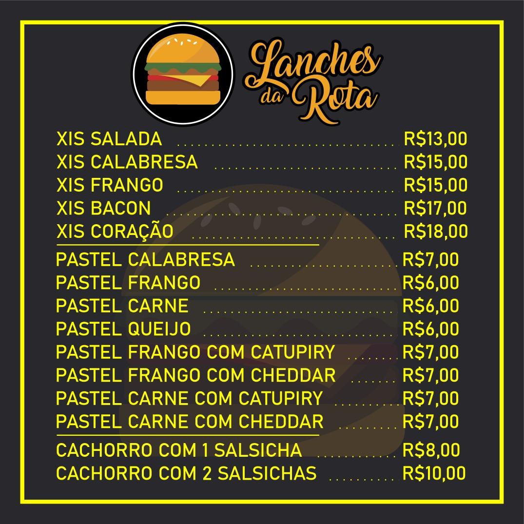 Menu at Rota do Açaí & Lanches da Rota restaurant, São Leopoldo