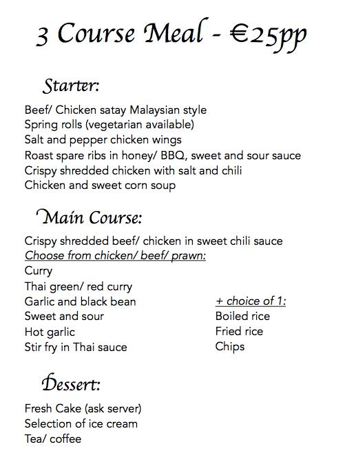 Menu at Chung's Chinese Restaurant, Donabate, Unit 1