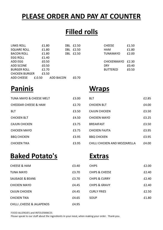 Menu at Crumbs Cafe, Glasgow, 61 Main St