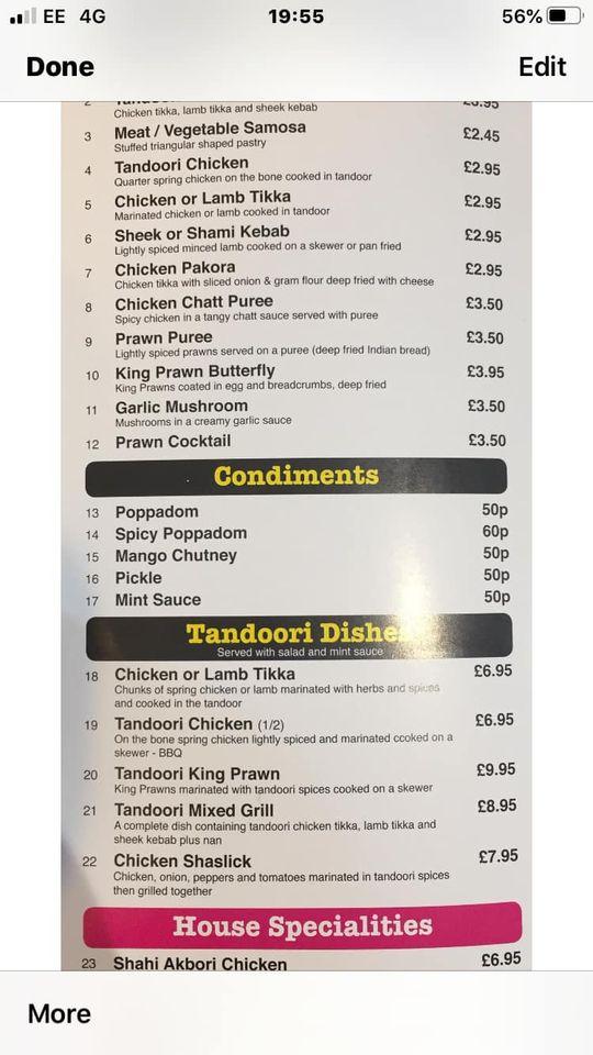 Menu at Saj Indian Limited fast food, Cinderford