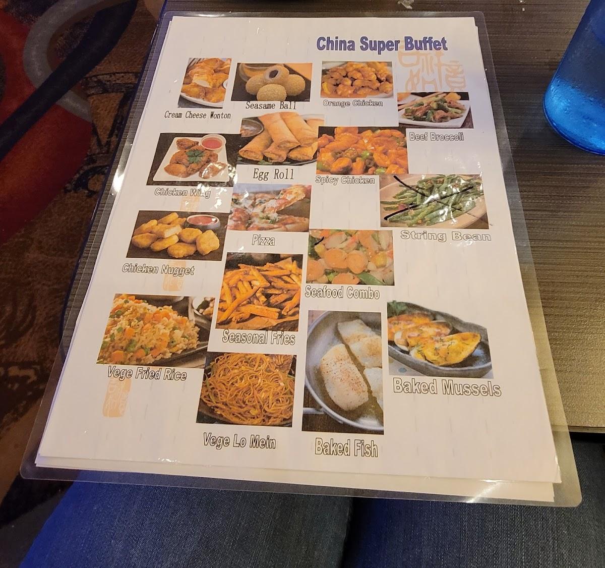 Menu at China Super Buffet restaurant, National City, Highland Ave # 9