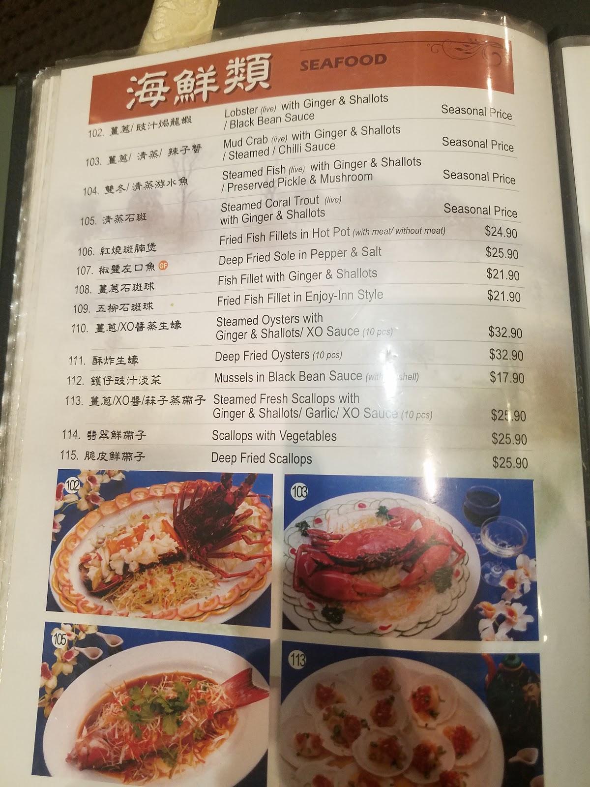 Menu at Enjoy Inn Chinatown restaurant, Fortitude Valley, 167 Wickham St