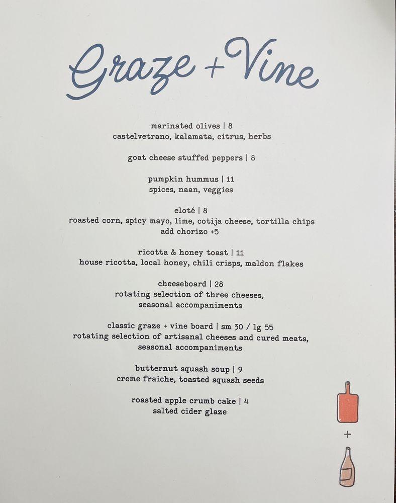 Menu at Graze + Vine pub & bar, Ogunquit