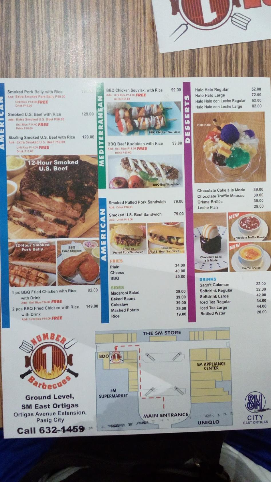 Menu at Number 1 BBQ - SM City East Ortigas, Pasig, H4P4+P3H