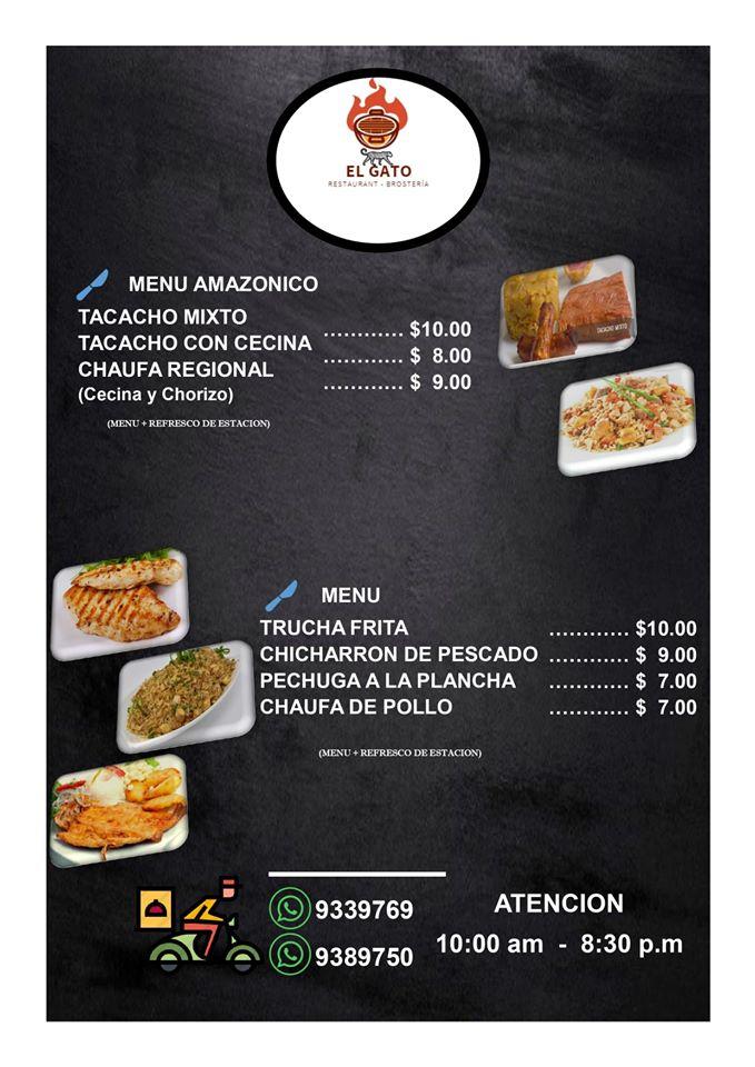 Carta de Restaurant "El Gato", Peru