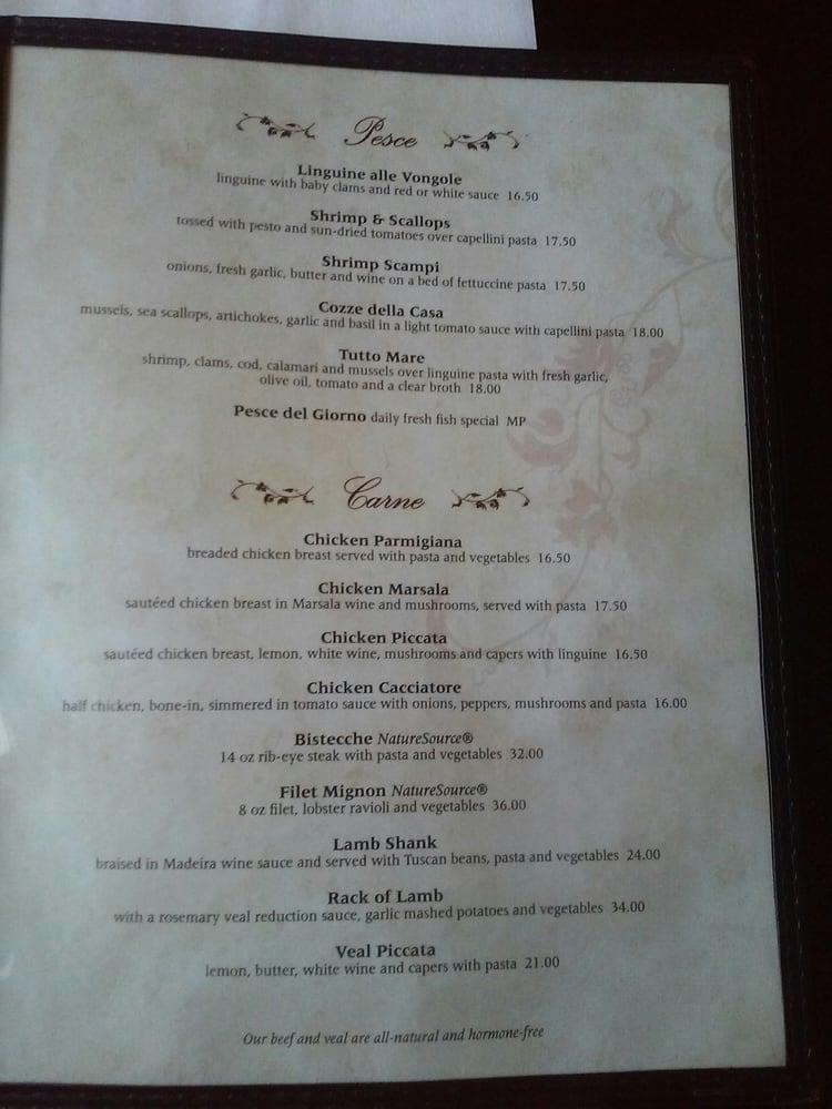 Menu at Rosa's Italian Restaurant, Pismo Beach