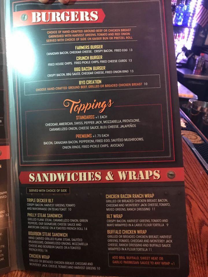 Menu at The Dam Bar & Grill, Lowell