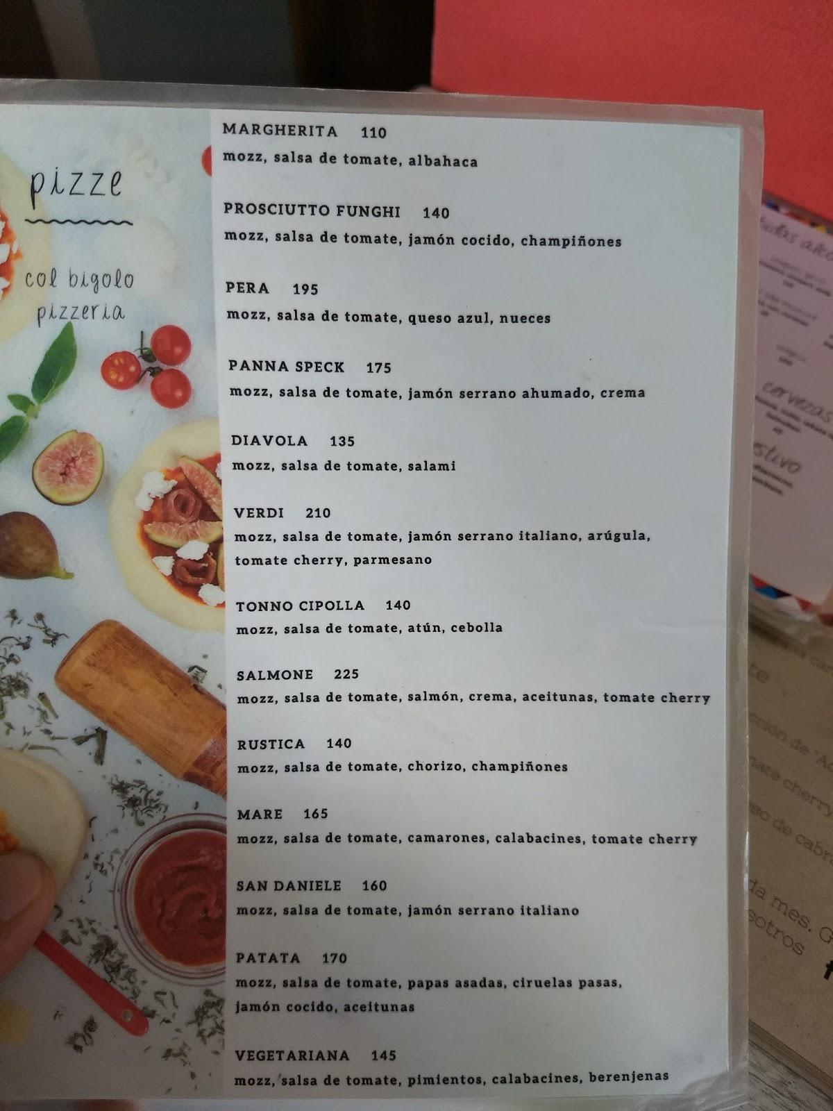 Menu at Col Bigolo Ristorante Pizzeria & Shop, Cancún