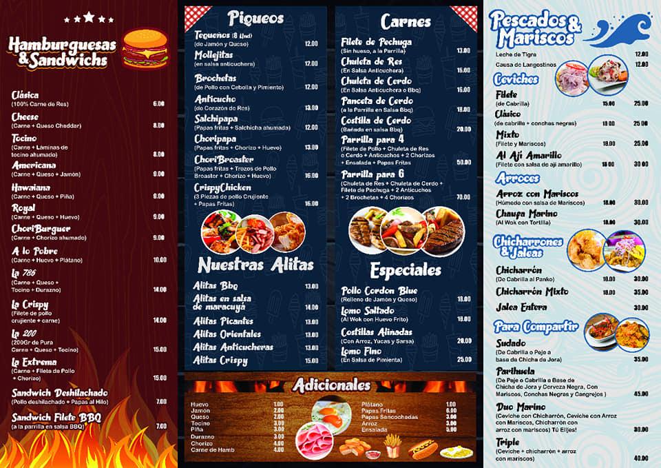 Menu at GRILL 786 restaurant, Chulucanas District