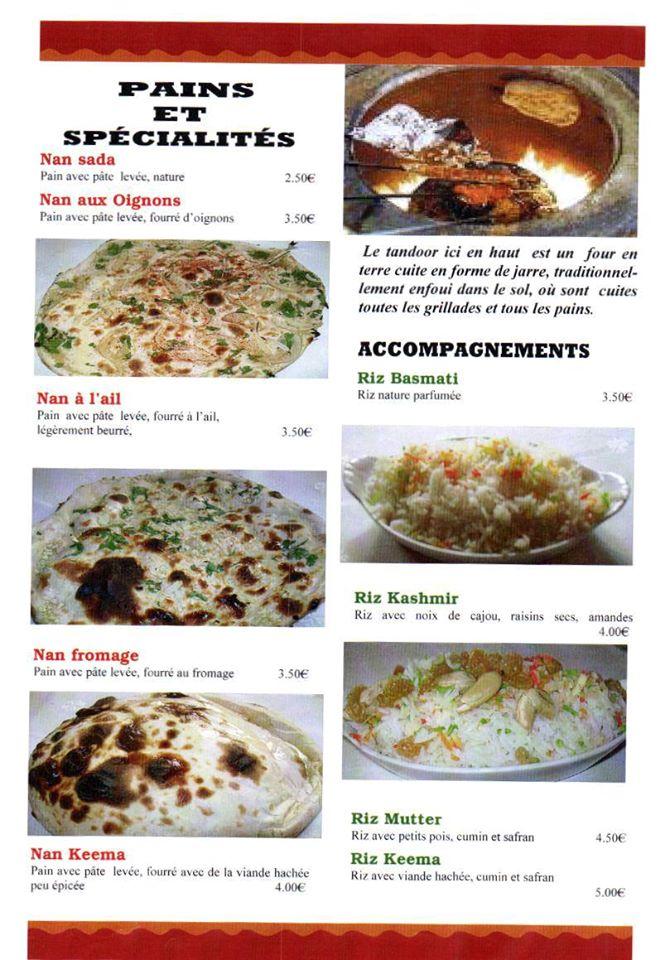 Carta del restaurante Délices du Kashmir, Nanterre, 39 Rue Henri Barbusse