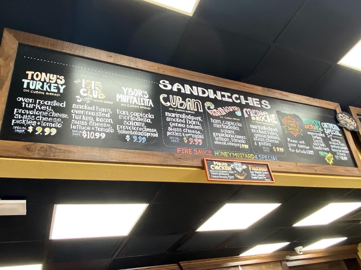 Menu at La Segunda Central Bakery, Tampa