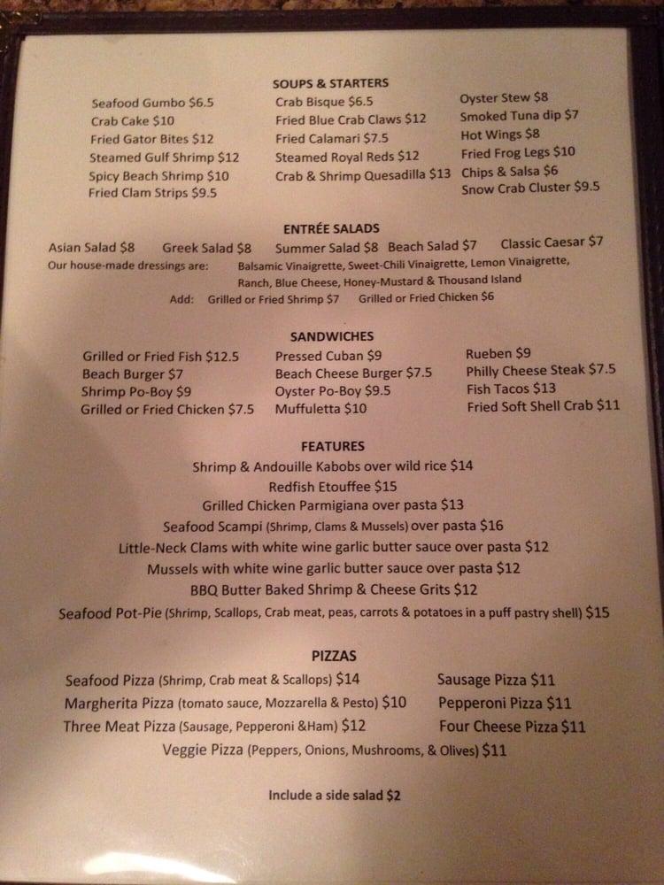 Menu at Mike's Cafe & Oyster Bar, Panama City Beach