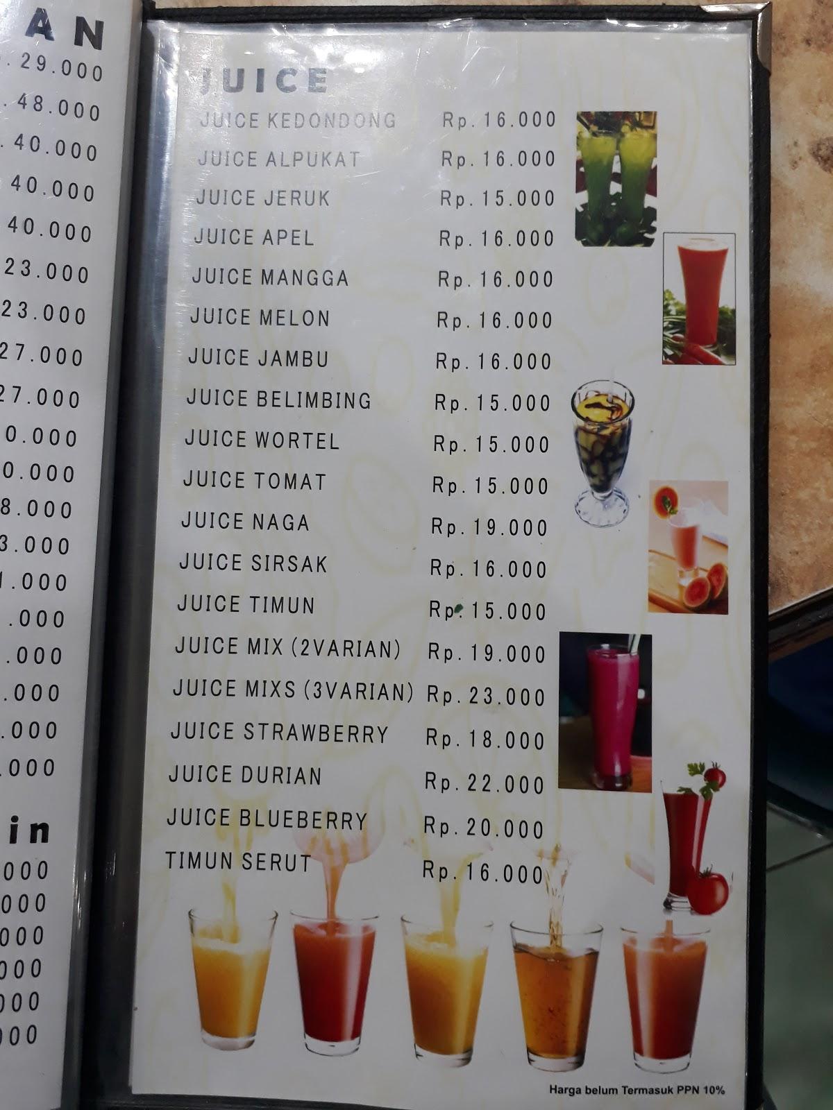 Menu at RM Sedap Sari 1 restaurant, North Jakarta, Jl. Gorontalo Raya No.5