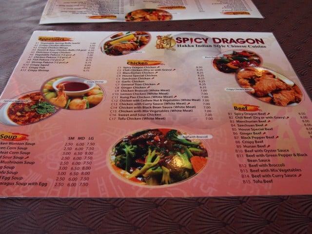 Menu at Spicy Dragon Restaurant, Toronto, Kennedy Rd