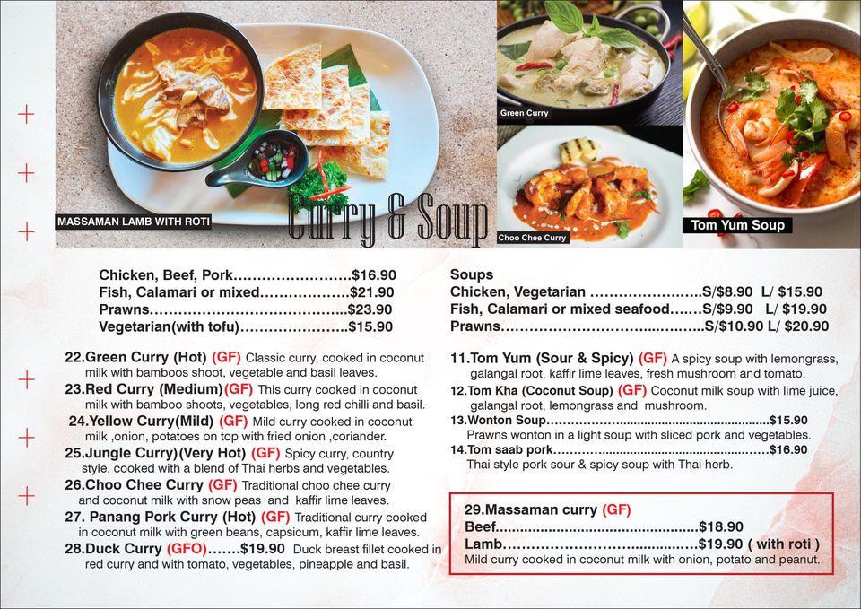 Menu at Thai Som Boon restaurant, Moss Vale