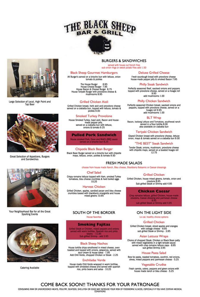 Menu at The Black Sheep Bar & Grill Foothill, Salt Lake City