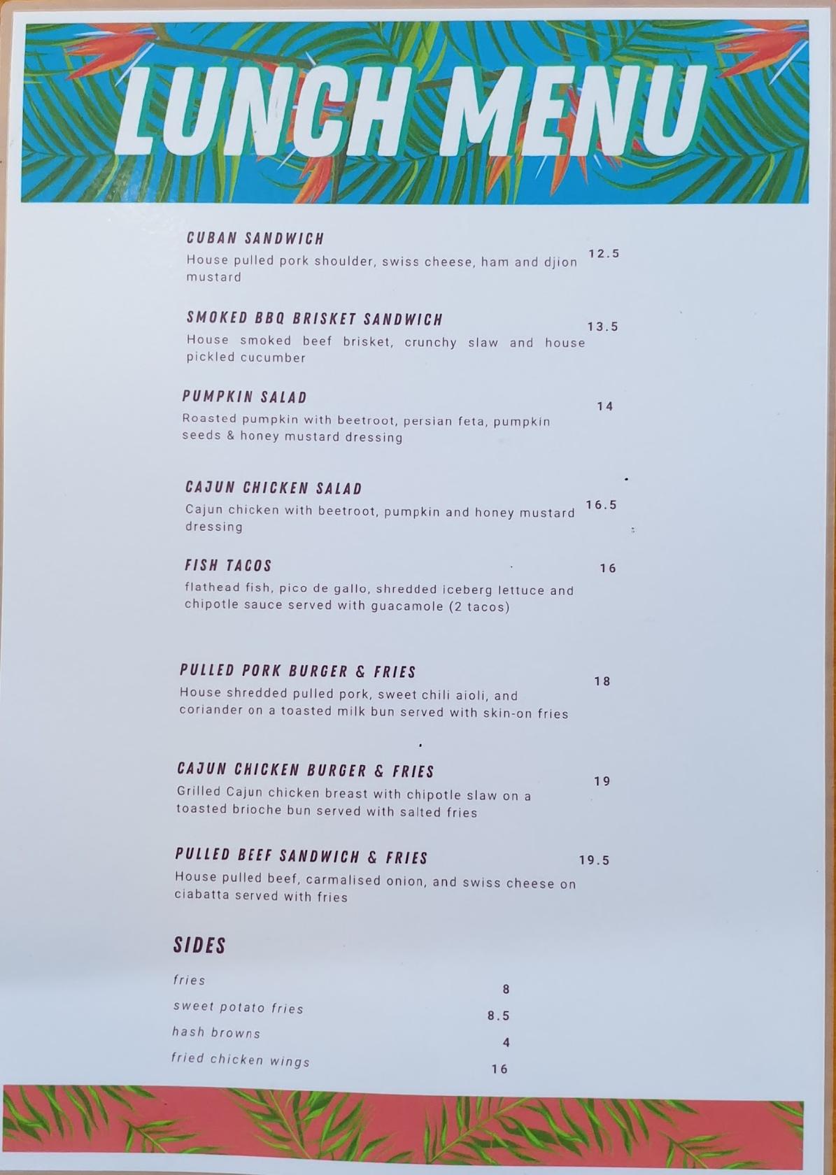Menu at 4877 Campos Coffee and Restaurant, Port Douglas