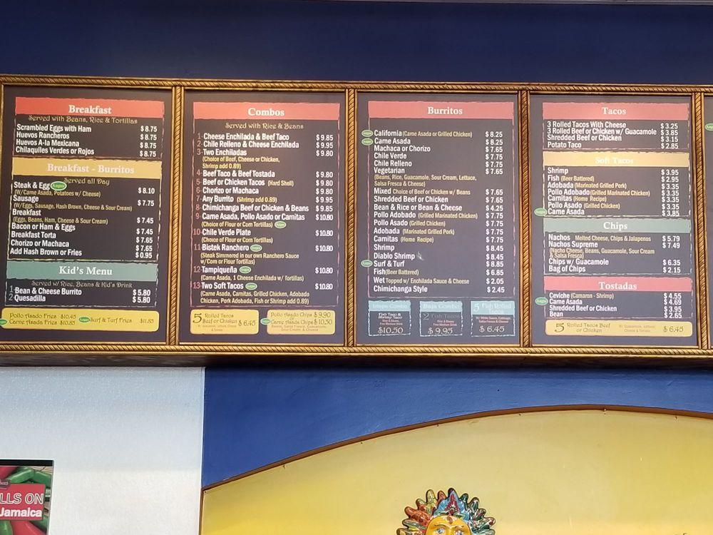 Menu at Cazadores Mexican Food restaurant, Santee