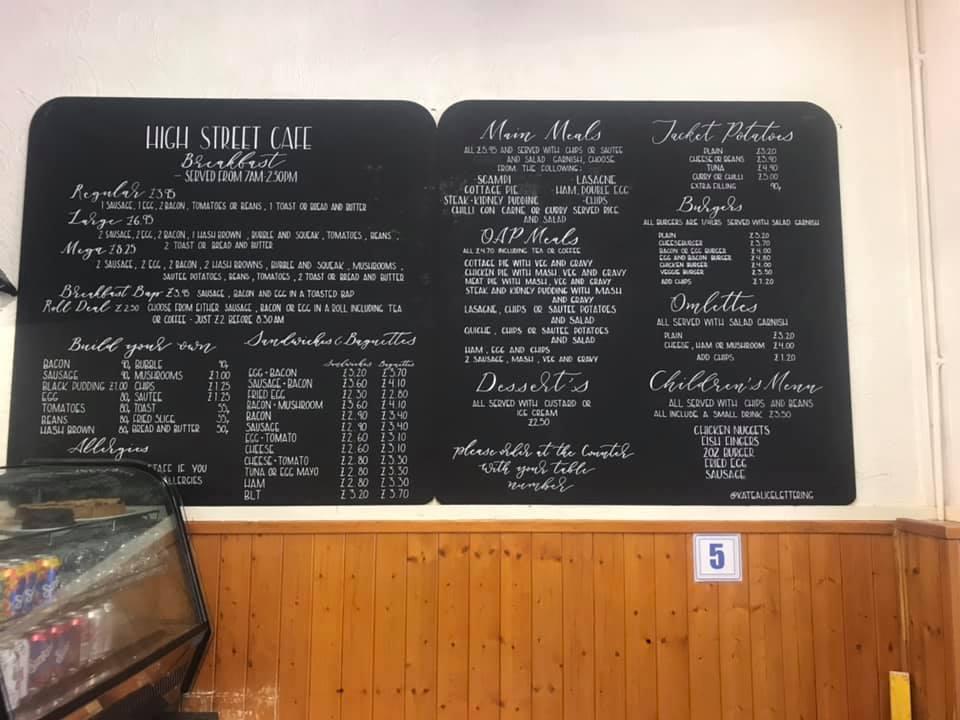 Menu at High Street Cafe Walton on the Naze, Walton on the Naze