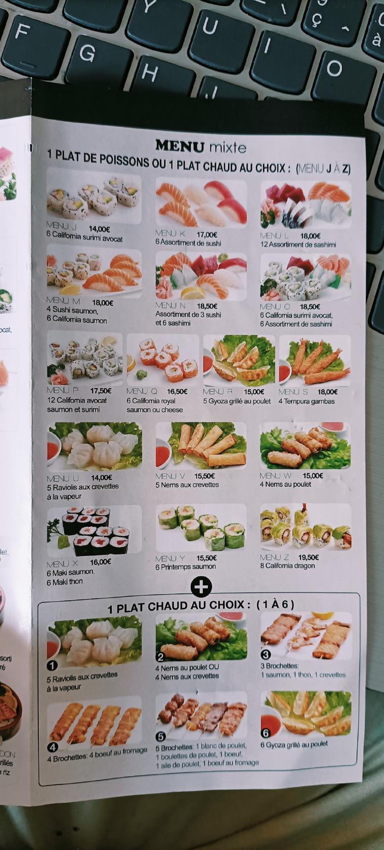 Carta de New Tokyo Restaurant, Tremblay-en-France