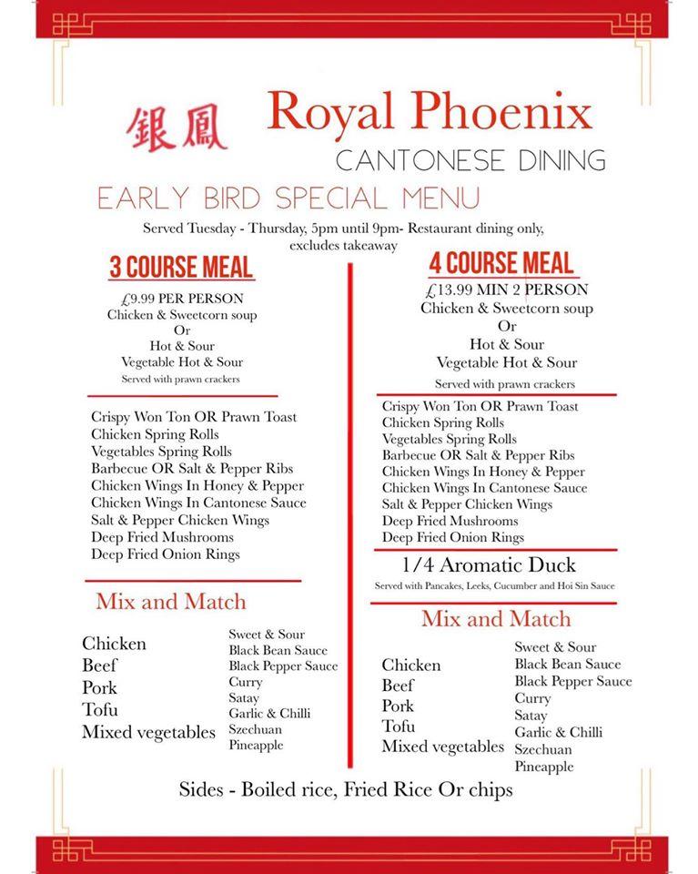 Menu at Royal Phoenix Chinese Restaurant, Accrington, 48-50 Union Rd
