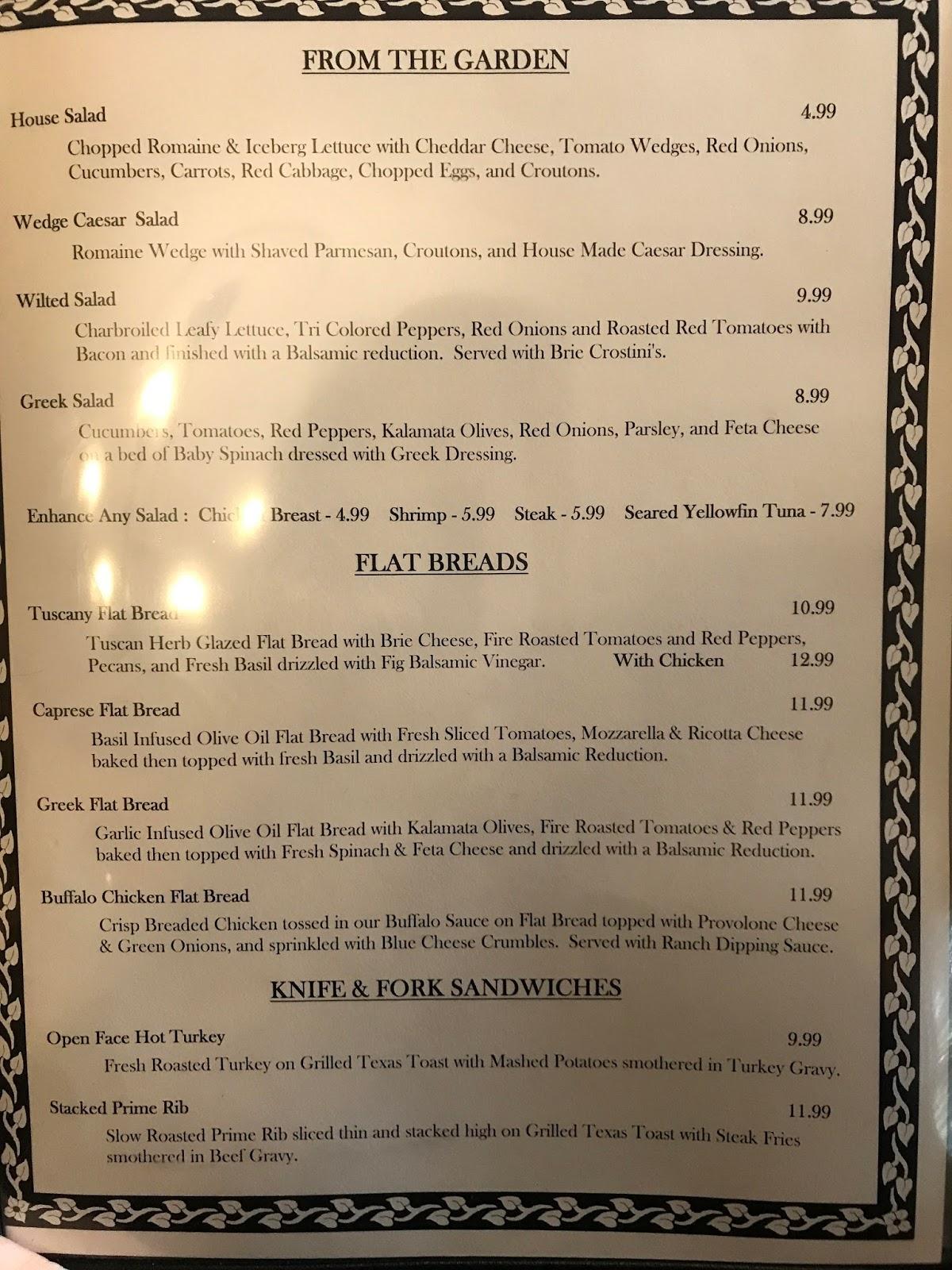 Menu at The Country Inn of Berkeley Springs pub & bar, Berkeley Springs