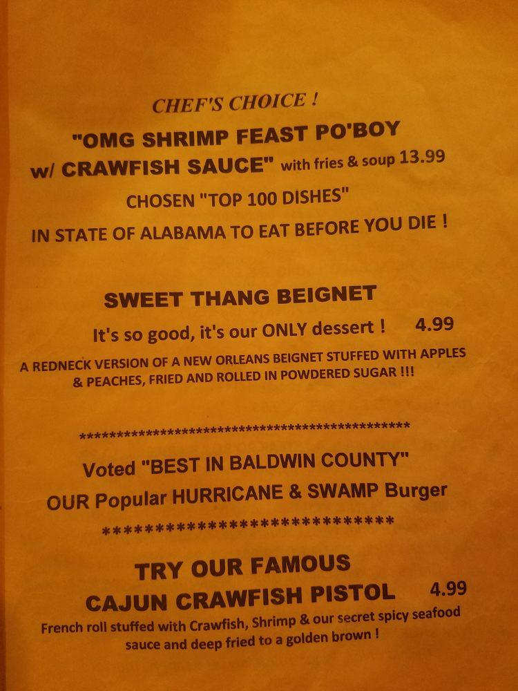 Menu at Fish River Grill restaurant, Gulf Shores